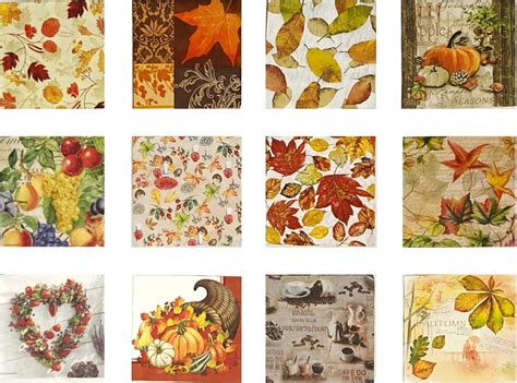 12 Assorted Fall Napkins For Decoupage A Variety Of Fall