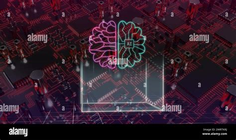 Image Of Ai Data Processing And Icons Over Computer Circuit Board
