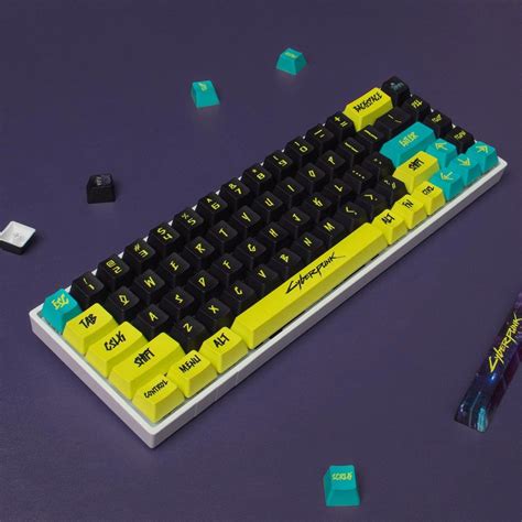 Cyberpunk Keycaps Set Gamer Minimalist Black Yellow Keysium