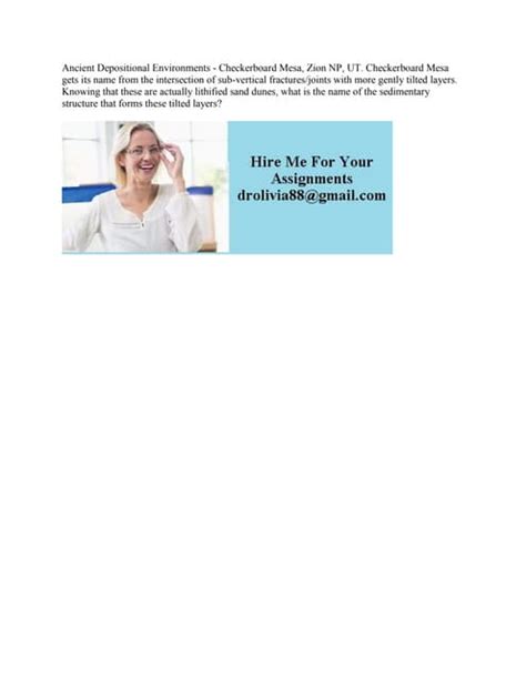 Ancient Depositional Environments Checkerboard Mesa Zion Np Ut Chdocx