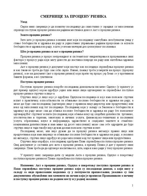 Smernice Za Procenu Rizika Pdf