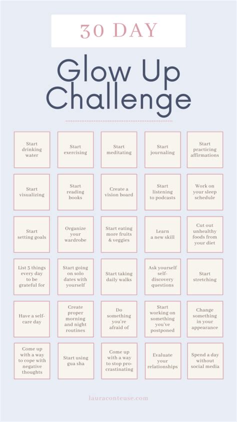 Participate In A 30 Day Glow Up Challenge Self Improvement Tips How