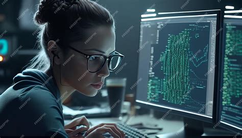 Premium Photo She Is A Brilliant Programmer A Nerdy Young Computer