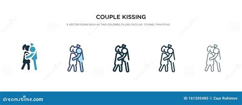 Couple Kissing Icon In Different Style Vector Illustration Two Colored