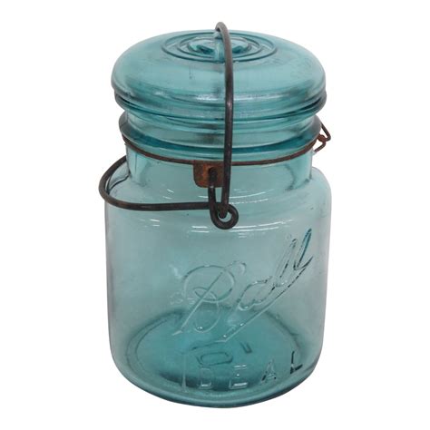Blue Turquoise Ball Ideal Canning Mason Jar With Lid Wire Chairish