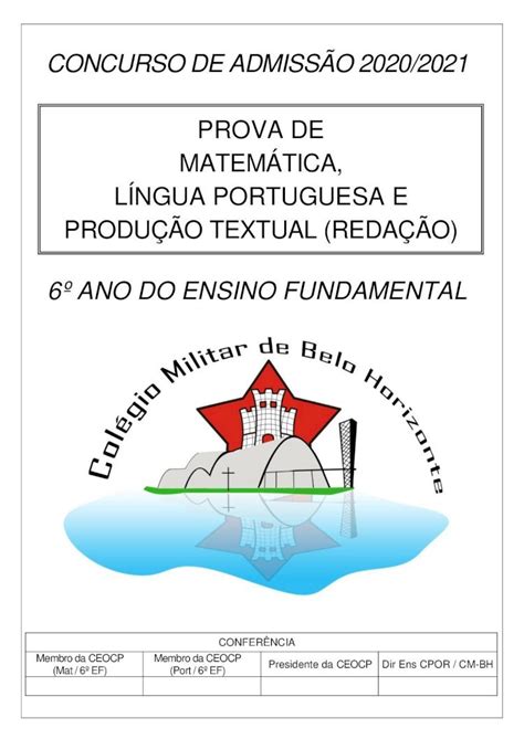 Pdf Prova De MatemÁtica LÍngua Portuguesa Econcurso De AdmissÃo
