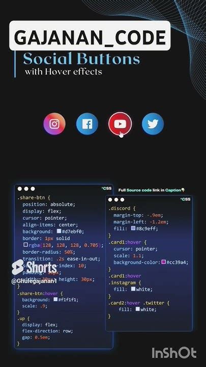 Social Buttons With Hover Effectshorts Trending Popular Viral Css Programming Youtube