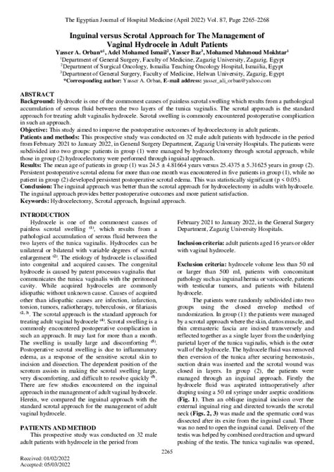Pdf Inguinal Versus Scrotal Approach For The Management Of Vaginal