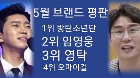 미스터트롯 임영웅 영탁 브랜드 평판지수 2위 3위 1위는 방탄소년단 Youtube
