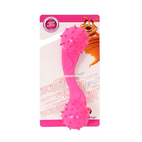 Brinquedo Furacão Pet Halteres De Borracha Maciça Rosa Com C