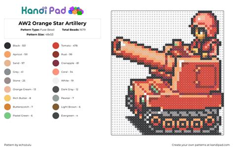 Aw2 Orange Star Artillery Fuse Bead Pattern Kandi Pad Kandi