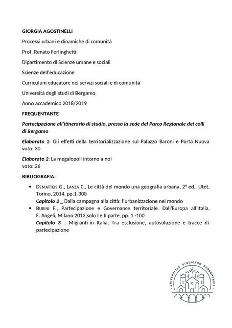 Appunti Di Processi Urbani E Dinamiche Di Comunità Docsity