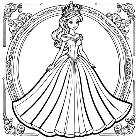 صفحة تلوين دمية الأميرة في ثوب مزخرف صفحات لولو