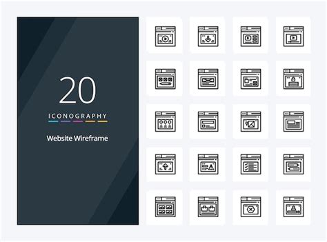 20 Icône De Contour Filaire De Site Web Pour La Présentation