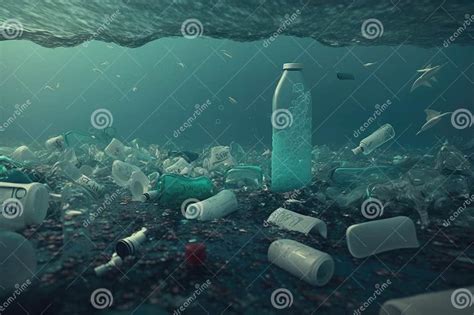 Plastikflaschen Und Plastikteile Schwimmen Unter Wasser Und