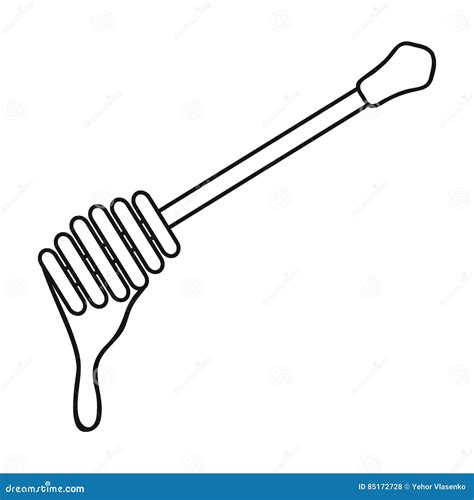 Honey Dipper Icon In Outline Style Isolated On White Background Apairy