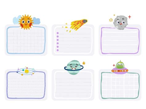 Premium Vector A Set Note Templates Of Space Themed