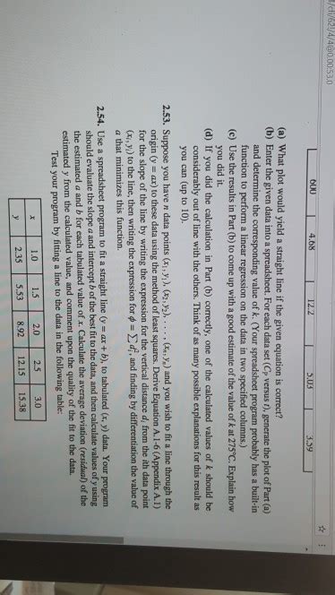 Solved O Data Point Line Drawn Theough The Data If The Line