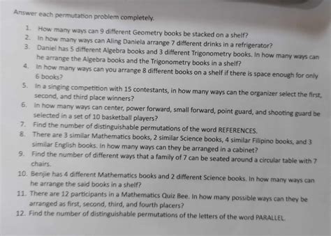 Answer Each Permutation Problem Completely StudyX