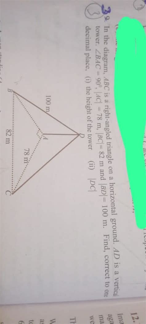 In The Diagram Triangle Abc Is A Right Angled Triangle On A Horizontal