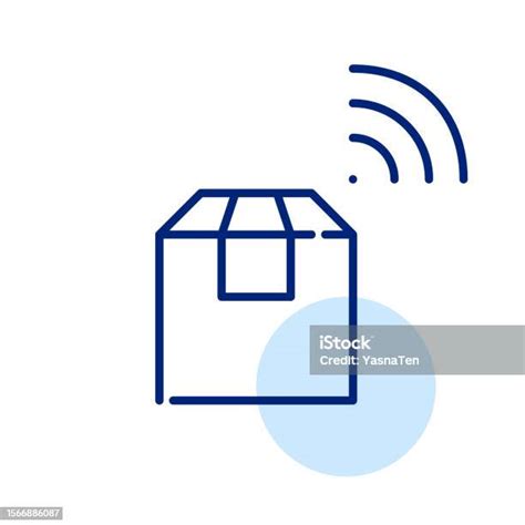 스마트 추적 센서가 있는 소포 배달 서비스 픽셀 퍼펙트 아이콘 Brand Name Smart Phone에 대한 스톡 벡터 아트