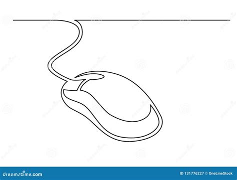 One Line Drawing Of Isolated Vector Object Wired Computer Mouse Stock Vector Illustration Of