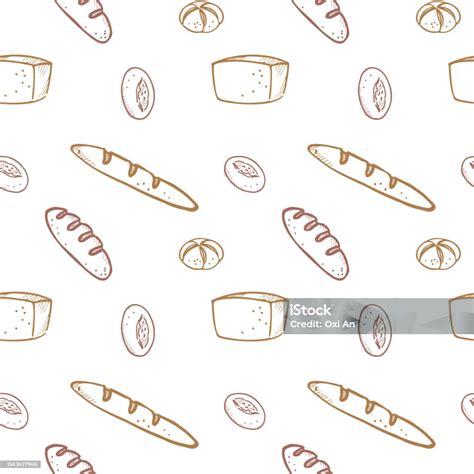 Produk Roti Latar Belakang Ilustrasi Vektor Pola Mulus Ornamen Yang
