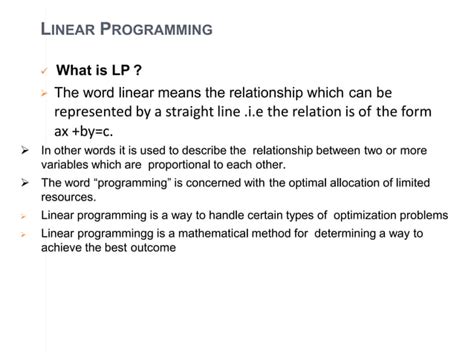 Linear Programming Optimization Techniques Single Objective Ppt