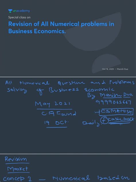 Revision Of All Numerical Problems In Business Economics With Anno Pdf