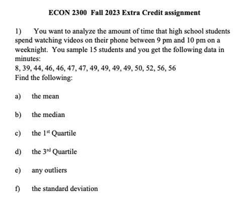 Solved ECON Fall Extra Credit Assignment You Chegg Com