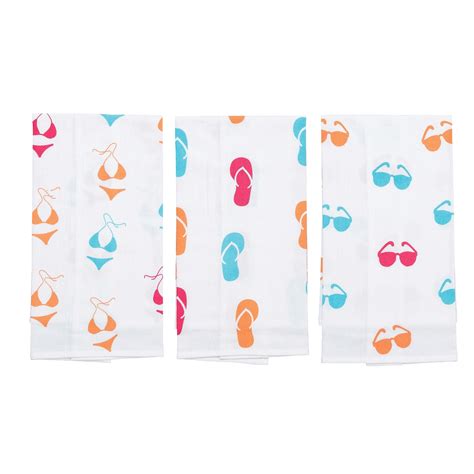 Flip Flop Printed Cotton Flour Sack Kitchen Towel Set Of 3 Michaels