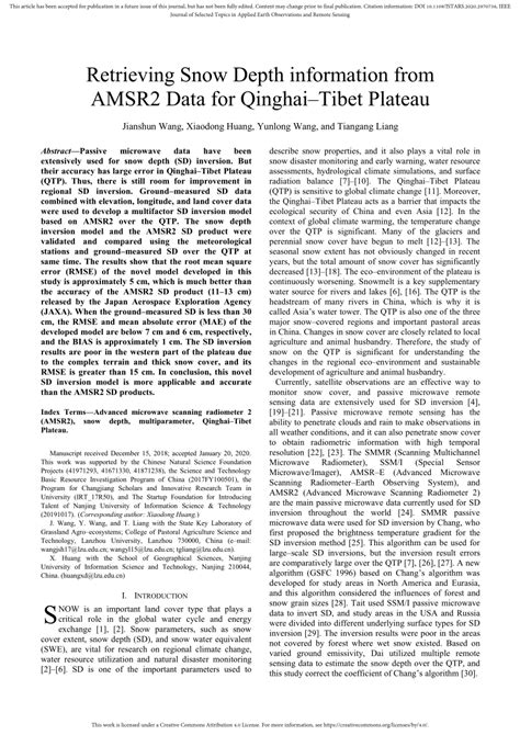 pdf retrieving snow depth information from amsr2 data for qinghai