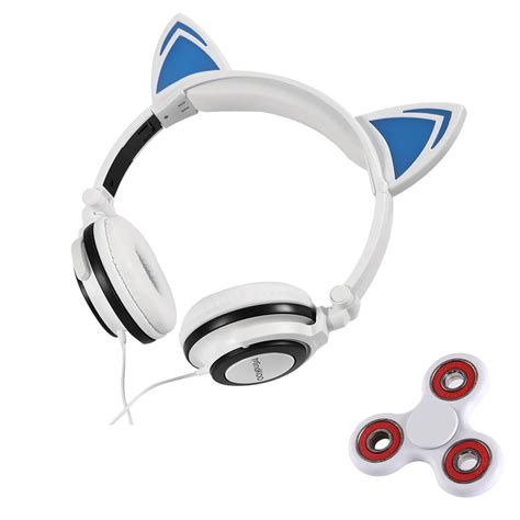 Tri Spinner Fidget And Foldable Flashing Glowing Cat Ear Headphones