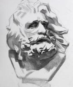 素描石膏像中马赛石膏像的绘画步骤 成功轨迹艺术教育