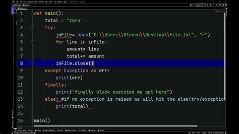 python exceptions finally clause youtube