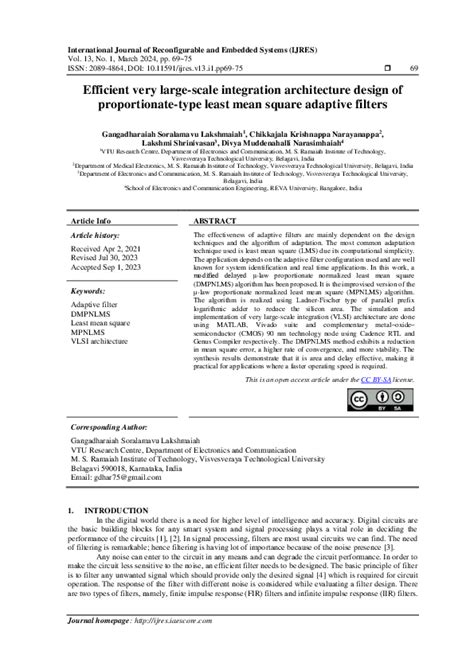 Pdf Efficient Very Large Scale Integration Architecture Design Of