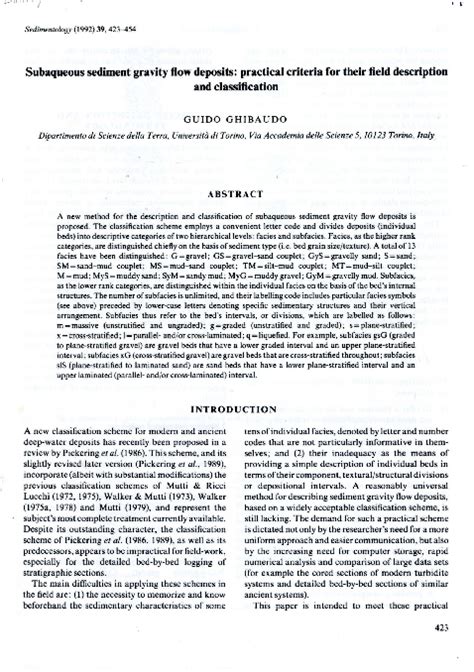 Subaqueous Sediment Gravity Flow Deposits Practical Criteria For Their