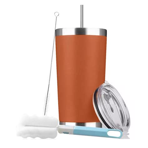 Vaso Térmico Portátil De Acero Inoxidable 20oz Con Calor frí Rojo Naranja