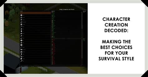 Project Zomboid Character Creation Decoded