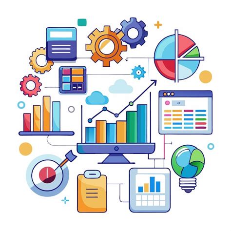 Colorful Illustration Of Business Data Analysis With Graphs And Charts