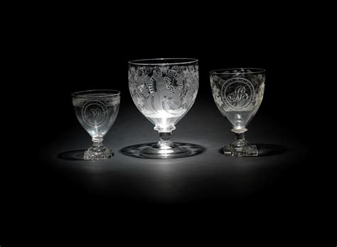 Bonhams Three Engraved Glass Rummers Circa 1800