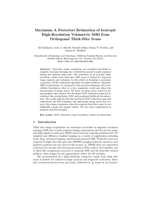 pdf maximum a posteriori estimation of isotropic high resolution