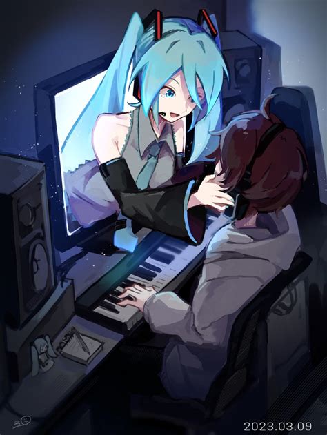 Hatsune Miku And Master Vocaloid Drawn By Mikuni144 Danbooru