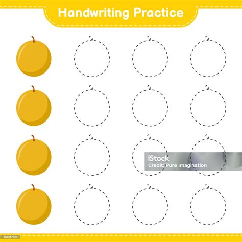 필기 연습 허니 멜론의 라인을 추적 교육 어린이 게임 인쇄 워크 시트 벡터 일러스트레이션 0명에 대한 스톡 벡터 아트 및 기타