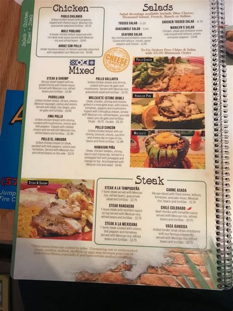 Menu At El Jimador Mexican Restaurant Jefferson City Missouri Blvd
