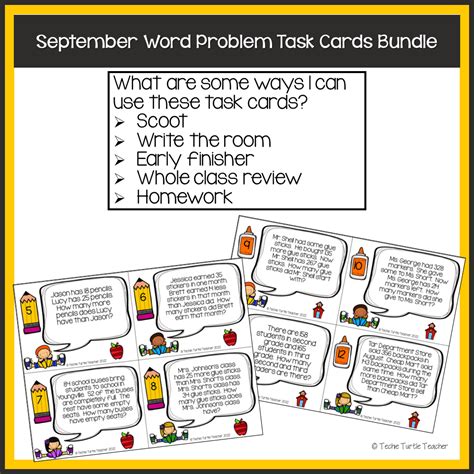 Addition Subtraction Bundle Of Fall Word Problem Task Cards For September Made By Teachers
