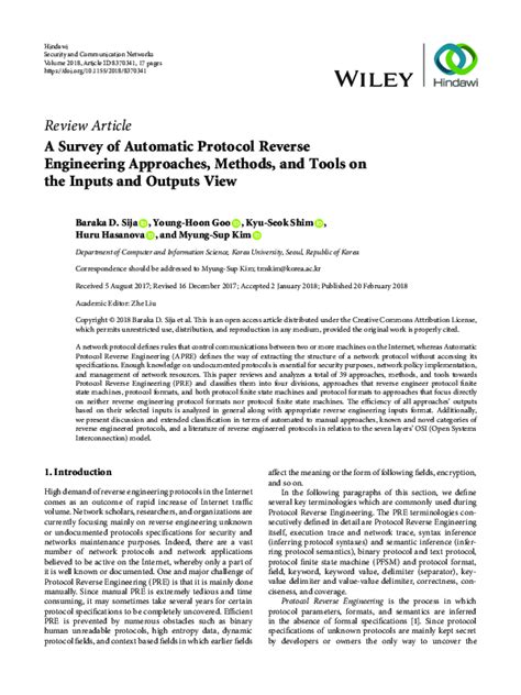 Pdf A Survey Of Automatic Protocol Reverse Engineering Approaches
