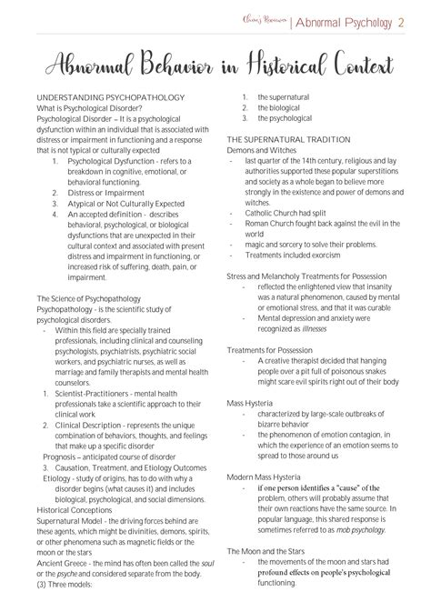 Solution Abnormal Psychology Reviewer Studypool