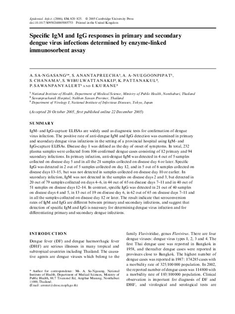 Pdf Evaluation Of Commercial Pathozyme Dengue Igm And Igg Tests For