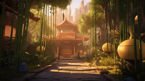 Bamboo Forest Plants Greening Chinese Architecture Illustration Nature